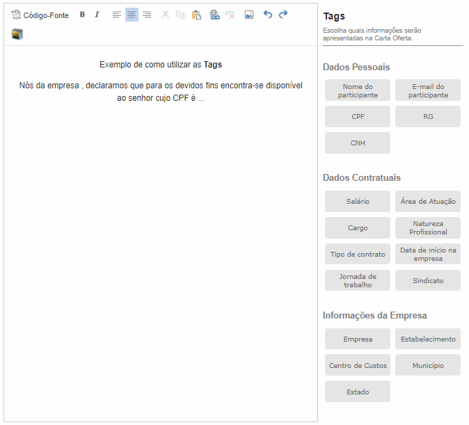Template da Carta Oferta – Central do Cliente