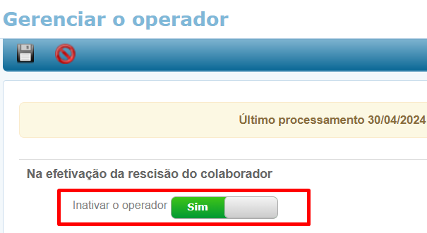 Você foi inativado no sistema. Entre em contato com o Administrador ...