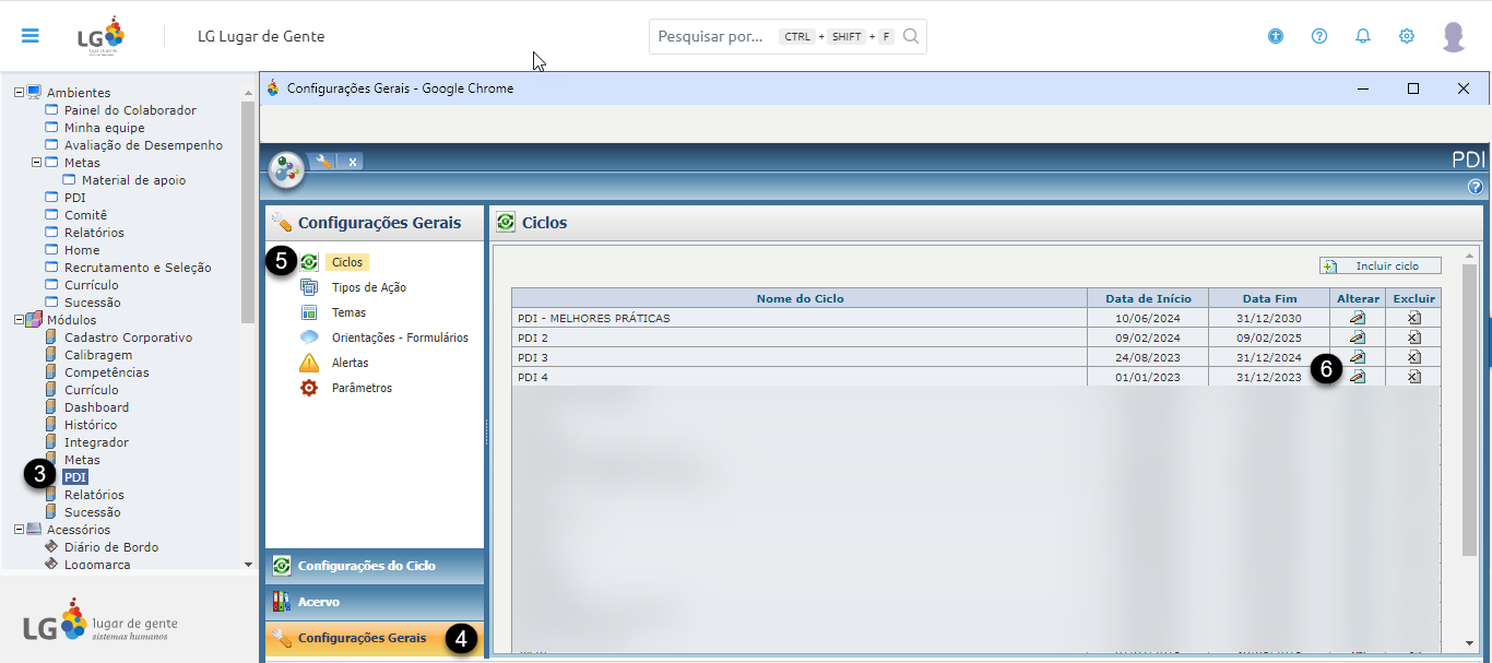 Como alterar o cronograma do ciclo de PDI – Central do Cliente